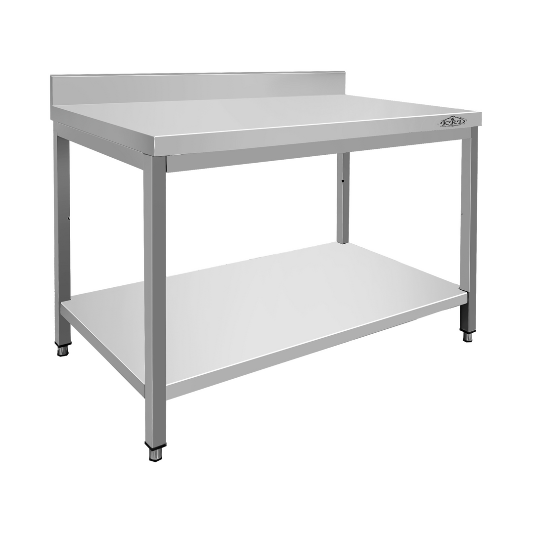KRD Professional Work table Stainless steel Bottom shelf Upstand 600x6