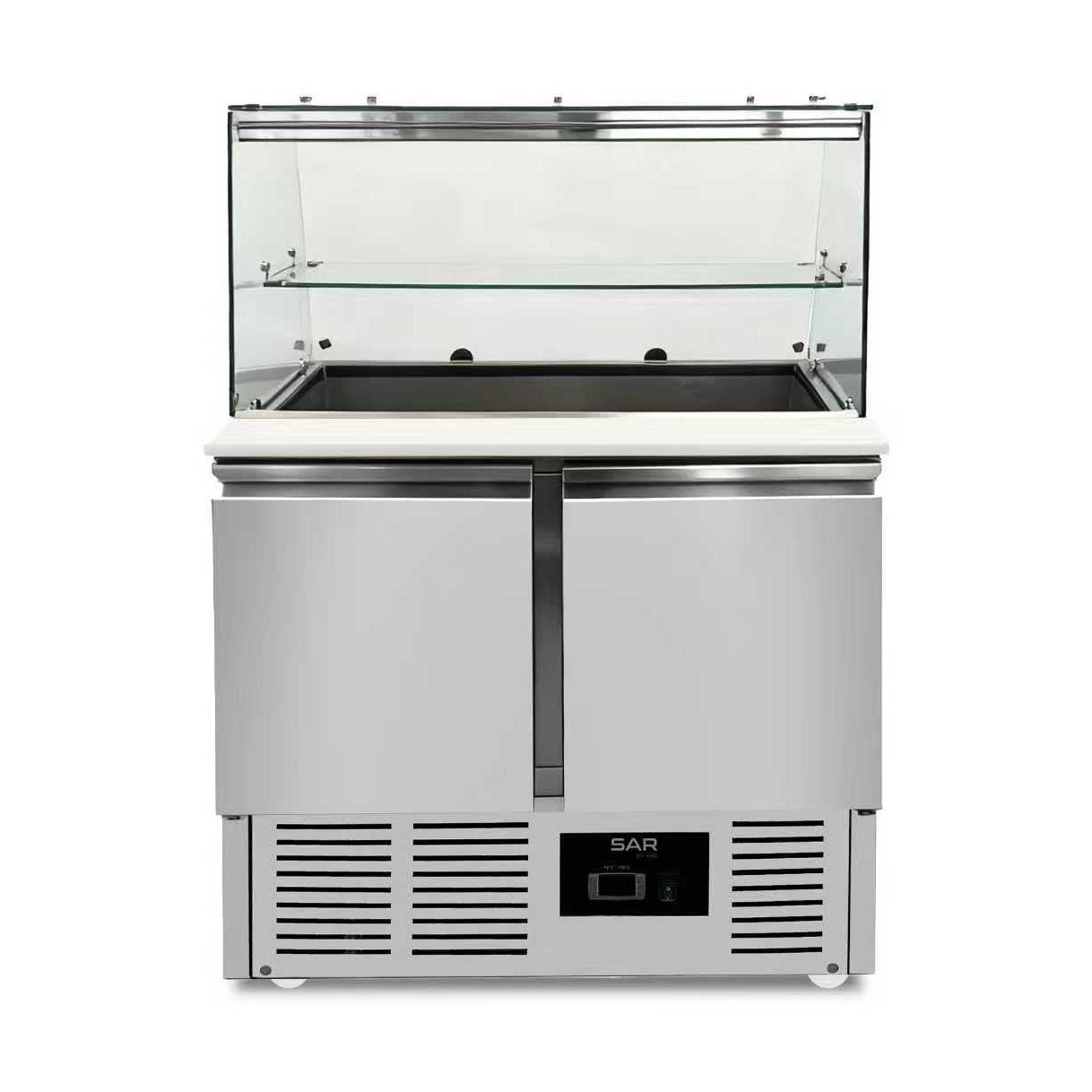 KRD 2 Door Saladette Counter Fridge with Chopping Board & Glass Top TH