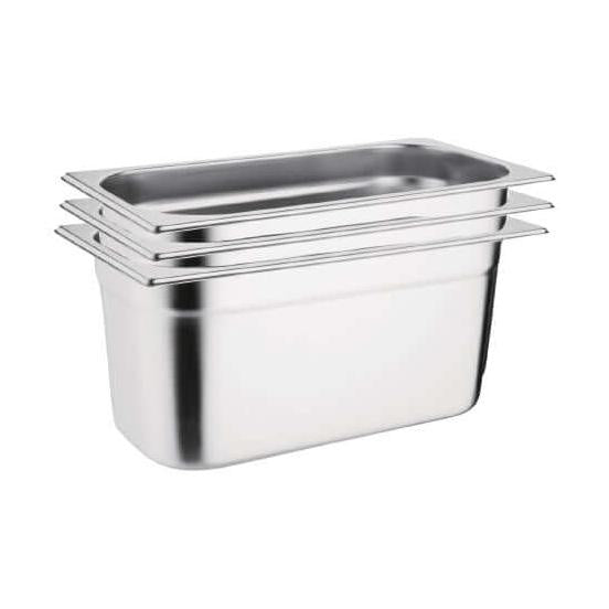 Stainless Steel Gastronorm Pan GN 1/3 Depth 150mm Set of 3 with lids