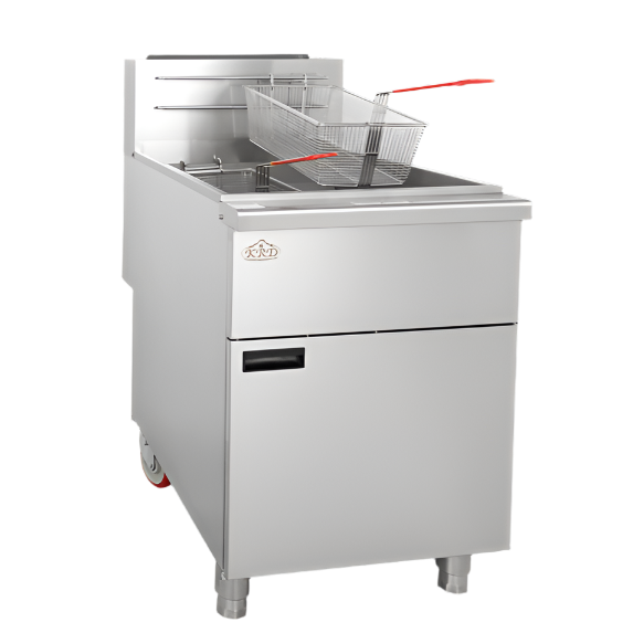 KRD Twin Basket 5 Burners standing Gas Deep Fat Fryer 36 litres 44kW GF150