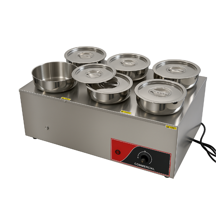 KRD Commercial Round Bain Marie 6 Hot pots 6x 7 litres Countertop