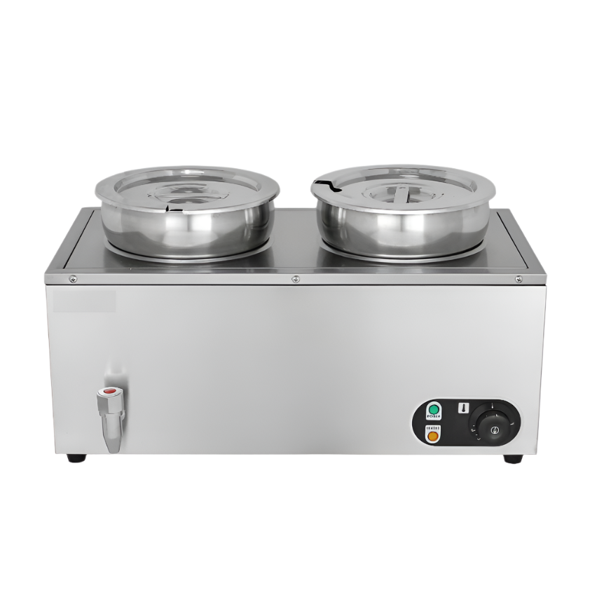 KRD Commercial Round Bain Marie 2 Hot pots 2x 6.5 litres Countertop wi