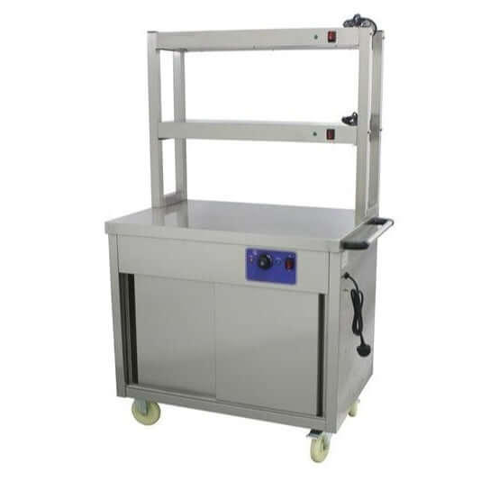 KRD Professional Mobile Hot Cupboard with 2 Tier Heated Gantry Food wa