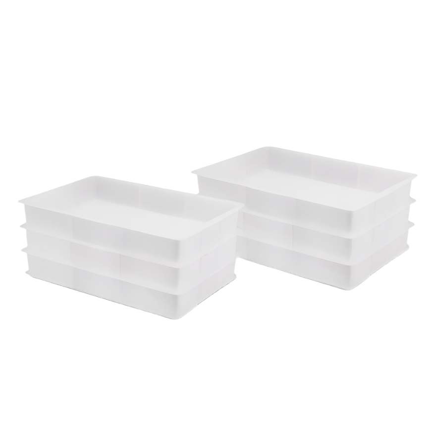 Pack of 6 Stackable Pizza Dough Box Proofing 60x40x 9.5cm
